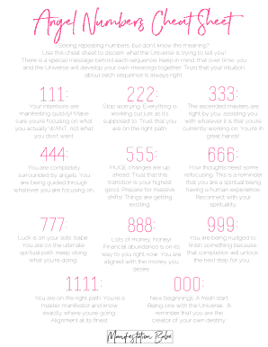 Fillable Online Angel Numbers Cheat Sheet Fax Email Print - pdfFiller