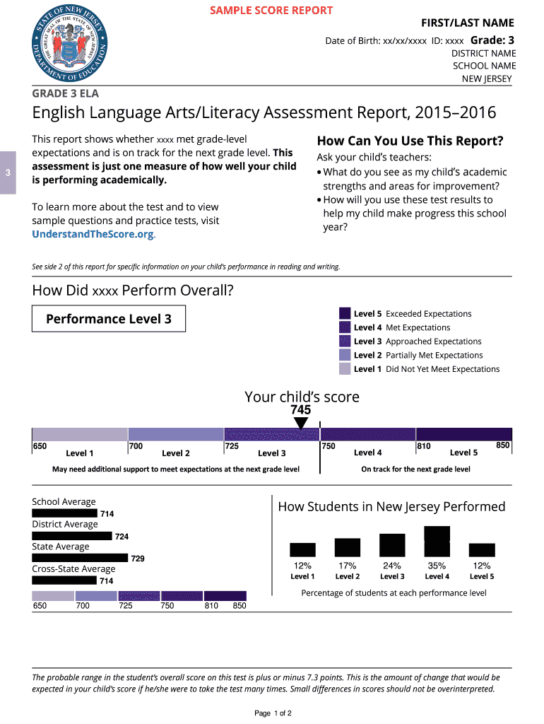 Fillable Online (ISR) Individual Student Report PARCC spreoy16 - Understand the ... Fax Email ...