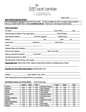 Fillable Online NEW PATIENT HISTORY INTAKE Fax Email Print - pdfFiller