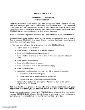 Fillable Online fda Coumadin (warfarin sodium) tablets medication guide ...