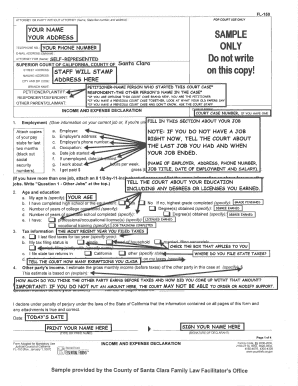Fillable Online Income and Expense Declaration - the County of Santa ...