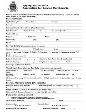 Fillable Online Epping RSL Sub Branch Inc Fax Email Print - pdfFiller