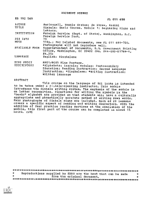 Fillable Online Sinhala: Basic Course. Module 1: Beginning Signs and ...