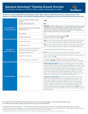 Fillable Online Signature Advantage Checking Account Overview ...