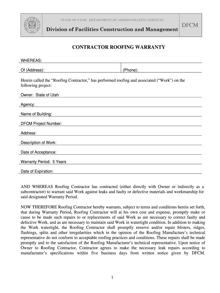 Free Printable Contractor Warranty Form Printable Forms Free Online