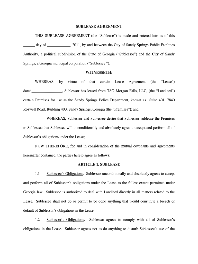 Fillable Online SUBLEASE AGREEMENT THIS SUBLEASE AGREEMENT Fax Email Print - pdfFiller
