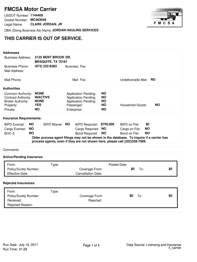 Fillable Online FMCSA Motor Carrier Fax Email Print - pdfFiller