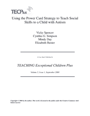 Fillable Online Fillable Using the Power Card Strategy to Teach Social ...