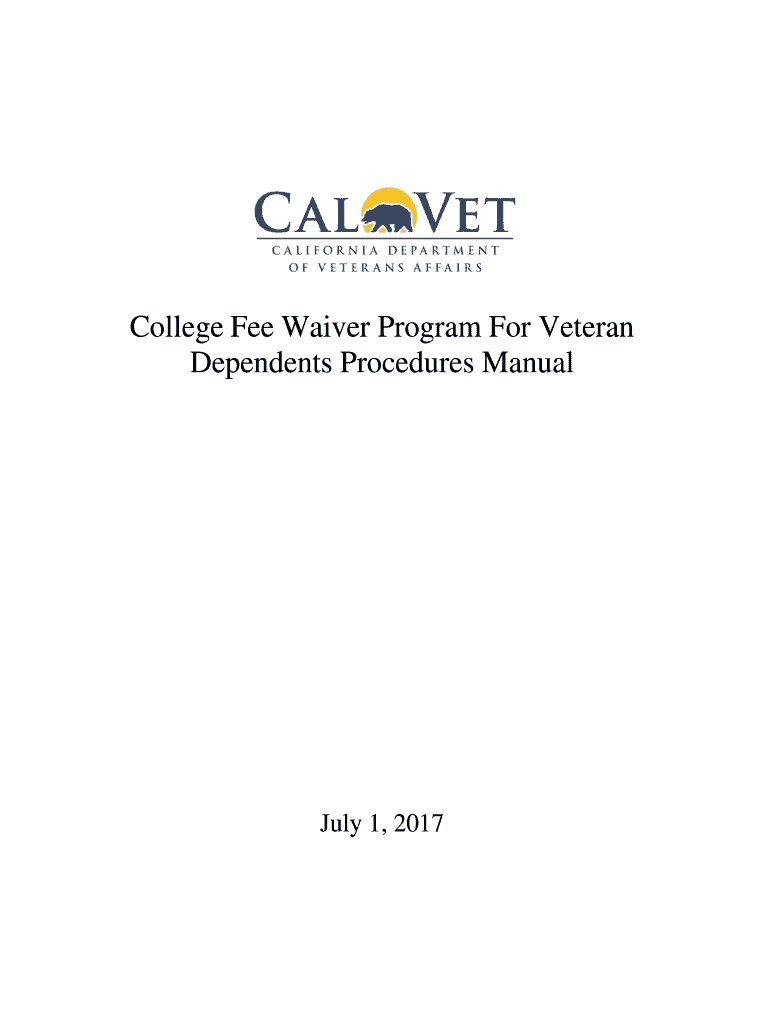 Fillable Online College Fee Waiver for Veteran Dependents Procedures ...