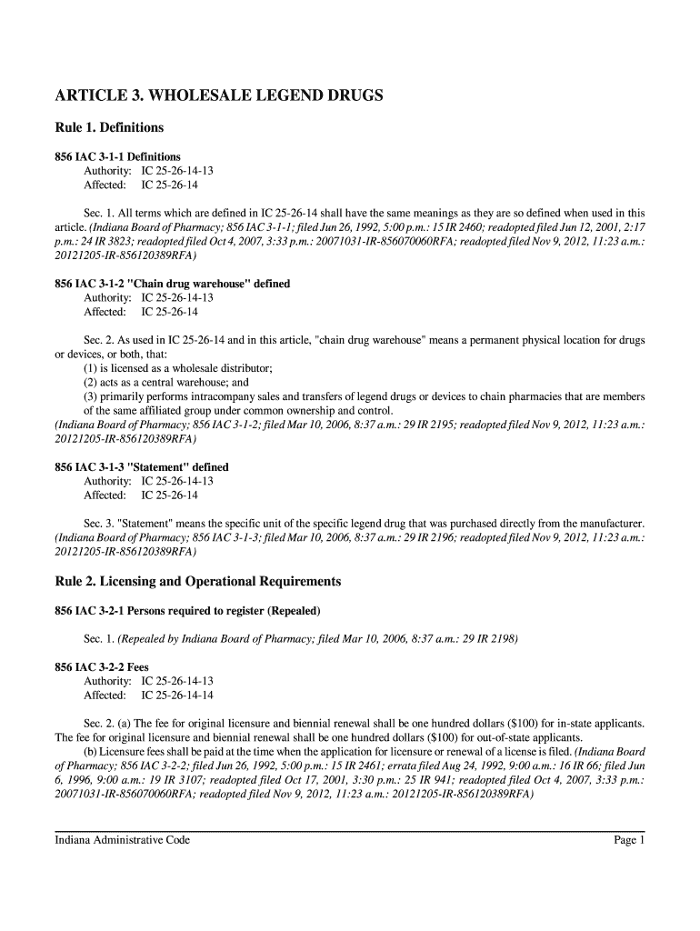 Fillable Online in Indiana Administrative Code Fax Email Print - pdfFiller