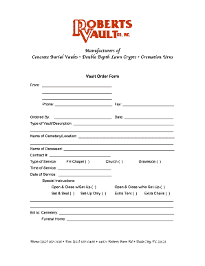 Fillable Online vault order form.doc Fax Email Print - pdfFiller