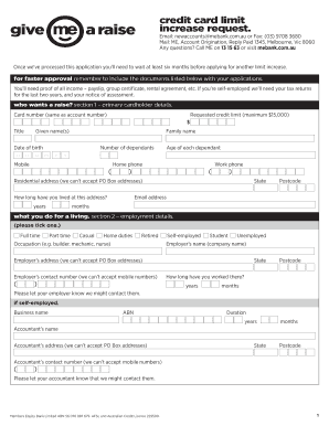Fillable Online credit card limit Fax Email Print - pdfFiller