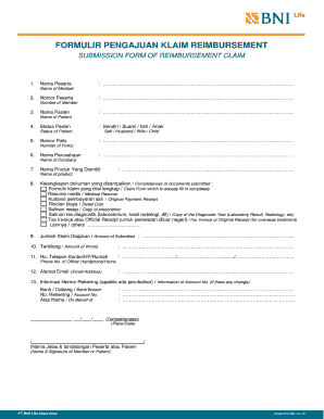 Formulir Klaim Bni Life 2020-2025 - Fill and Sign Printable Template Online