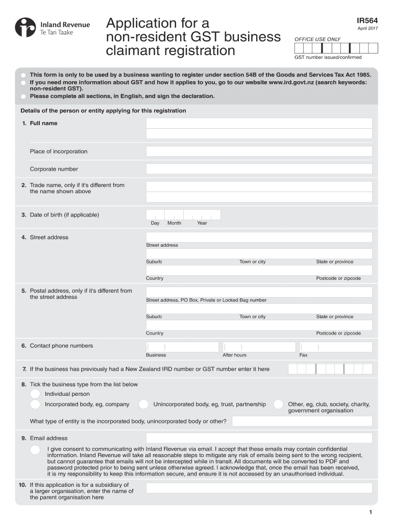 Fillable Online Application for a non-resident GST business claimant ...