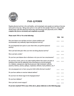 Fillable Online Fillable PAR -Q FORM Fax Email Print - pdfFiller