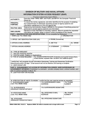 Fillable Online INFORMATION SYSTEM ACCESS REQUEST (ISAR) Fax Email ...