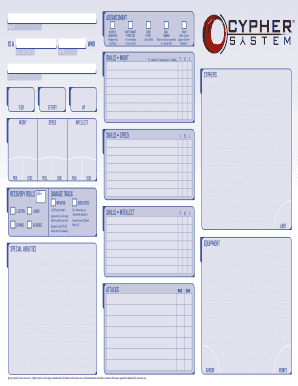 Fillable Online CHARACTER SHEETS Fax Email Print - pdfFiller
