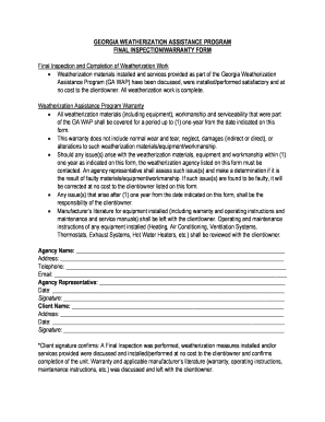 Fillable Online GEORGIA WEATHERIZATION ASSISTANCE PROGRAM Fax Email ...