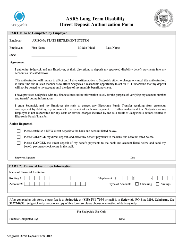 Fillable Online azasrs ASRS Long Term Disability Fax Email Print ...