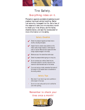 Fillable Online nhtsa Tires Safety Checklist - nhtsa Fax Email Print ...