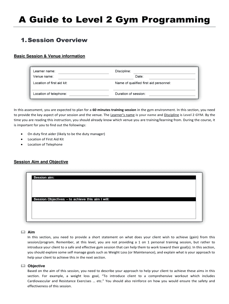 Fillable Online A Guide to Level 2 Gym Programming Fax Email Print ...