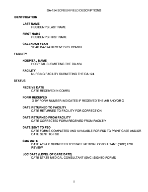 Fillable Online dss mo DA-124 SCREEN FIELD DESCRIPTIONS Fax Email Print ...