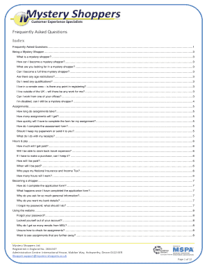 Fillable Online Being a Mystery Shopper Fax Email Print - pdfFiller