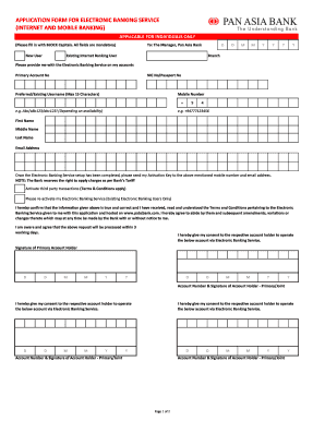 Fillable Online APPLICATION FORM FOR ELECTRONIC BANKING SERVICE Fax ...