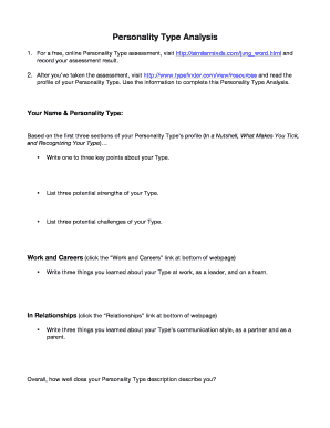 Fillable Online Personality Type Analysis Fax Email Print - pdfFiller