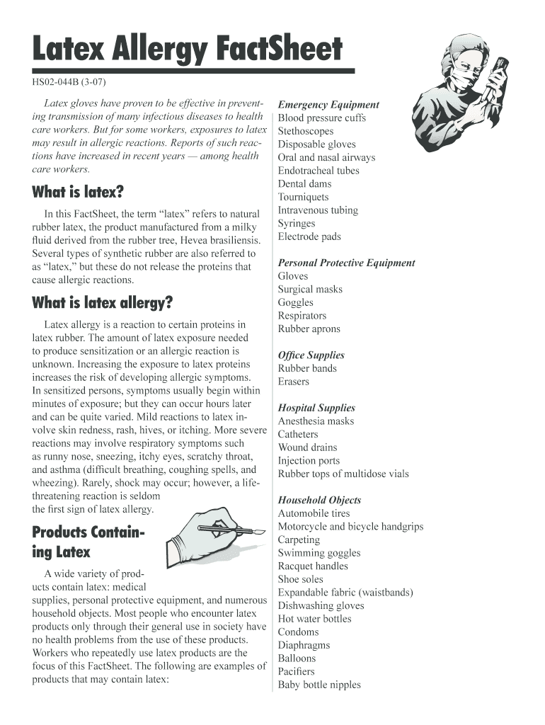 Fillable Online Latex Allergy FactSheet Fax Email Print - pdfFiller