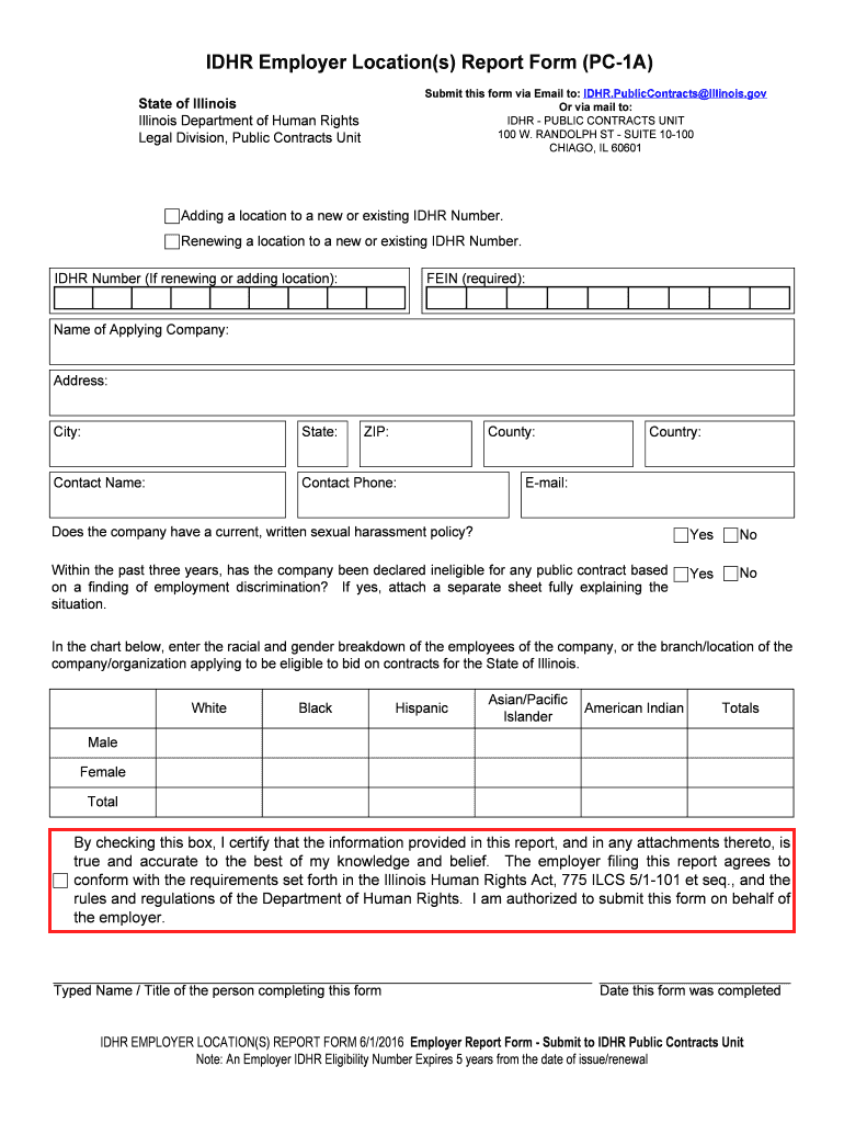 Fillable Online IDHR Employer Location(s) Report Form (PC-1A) Fax Email ...