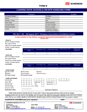 Fillable Online LOADING DOCK ACCESS & ON-SITE HANDLING FORM Fax Email ...
