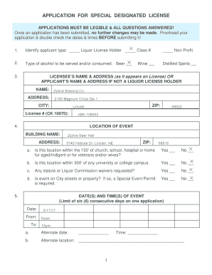 Fillable Online lincoln ne APPLICATION FOR SPECIAL DESIGNATED LICENSE ...