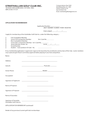 Fillable Online STRATHALLAN GOLF CLUB INC Fax Email Print - pdfFiller