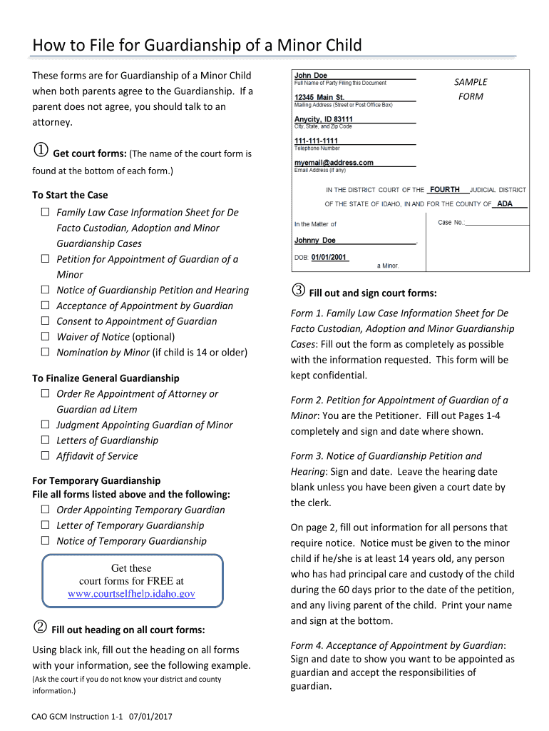 Fillable Online How to File for Guardianship of a Minor Child Fax Email ...