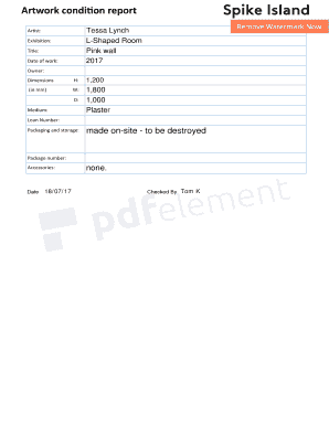 Fillable Online Artwork condition report Fax Email Print - pdfFiller