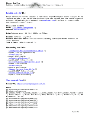 Fillable Online Kroger Job Fair Fax Email Print - pdfFiller
