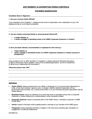 Fillable Online ANTI-BRIBERY & CORRUPTION HIRING CONTROLS Fax Email ...