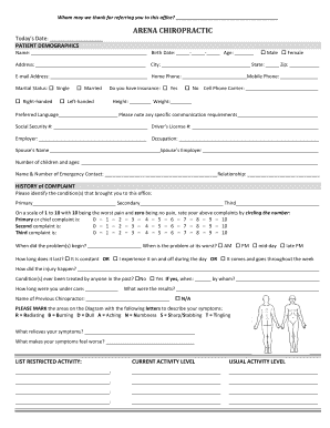 Fillable Online ARENA CHIROPRACTIC Fax Email Print - pdfFiller