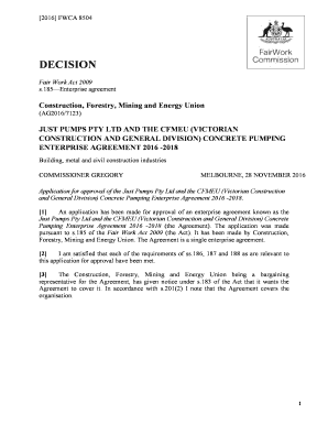 Fillable Online fwc gov 185 Enterprise agreement - fwc gov Fax Email Print - pdfFiller
