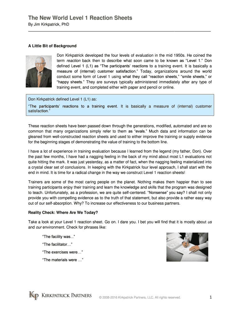 Fillable Online The New World Level 1 Reaction Sheets Fax Email Print ...