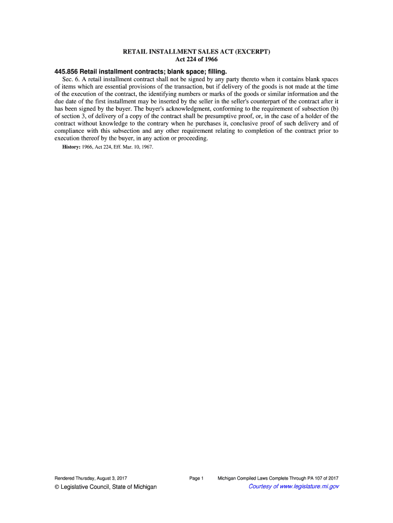 Fillable Online 856 Retail installment contracts; blank space; filling ...