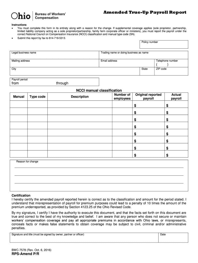 Fillable Online Amended True-Up Payroll Report Fax Email Print - pdfFiller