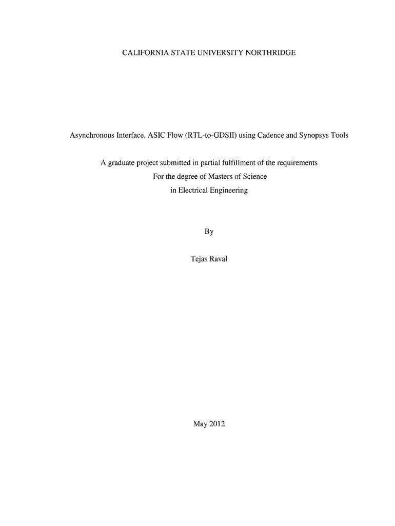 Fillable Online Asynchronous Interface, ASIC Flow (RTL-to-GDSII) using ...