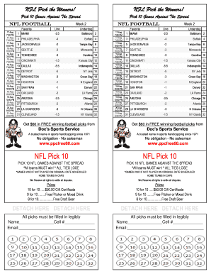 Fillable Online NFL Pick the Winners Fax Email Print - pdfFiller