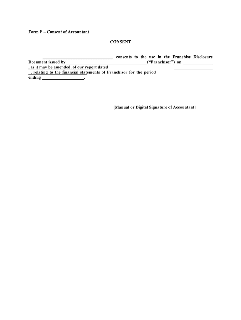 Fillable Online Form F Consent of Accountant Fax Email Print - pdfFiller