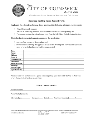 Fillable Online Handicap Parking Space Request Form Fax Email Print ...