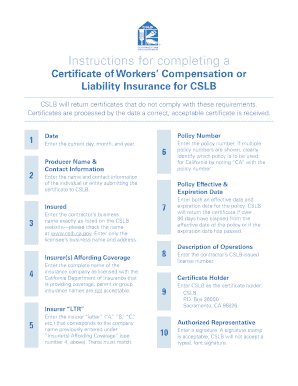 Fillable Online Certificate of Workers Compensation or Fax Email Print ...