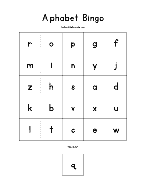 Fillable Online Alphabet Bingo Fax Email Print - pdfFiller