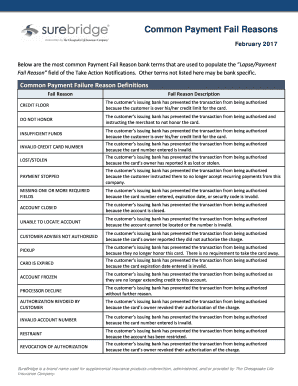 Fillable Online Common Payment Fail Reasons Fax Email Print - pdfFiller